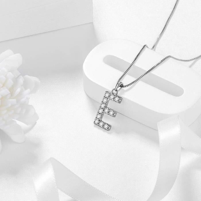 Tears 26 Lettres Collier En Argent Sterling 925 Initiale Alphabet Alphabet Pendentif Avec Zircon ...