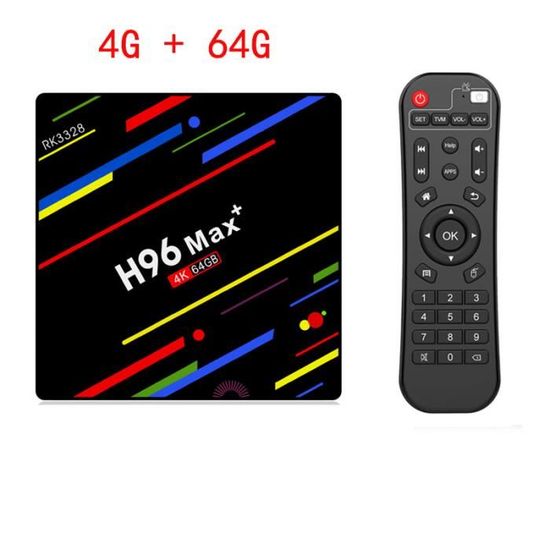 Ue Plug - Box TV 4G 64G - Boîtier Smart TV H96 Max PLUS, Android 9.0, Rockchip RK3328, 4 go-64 ...