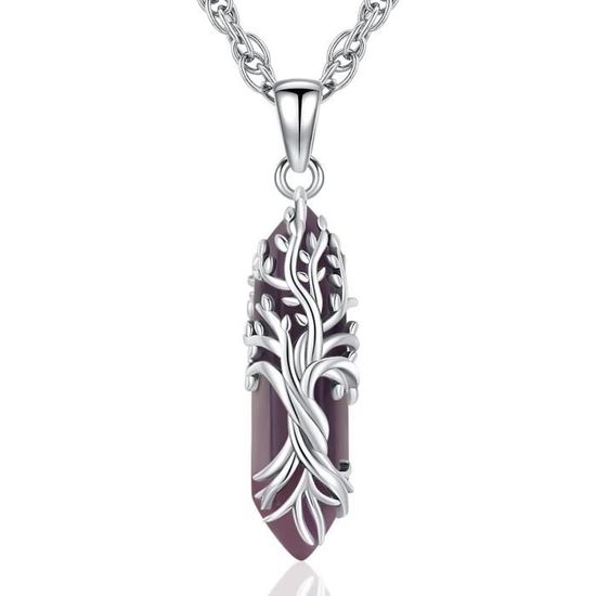 Collier En Cristal De Guérison Arbre De Vie Argent Sterling 925 Pierre ...