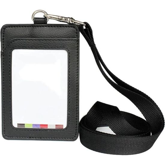Porte-Badge Vertical En Cuir Synthétique Avec Cou Amovible (Noir)[u672 ...