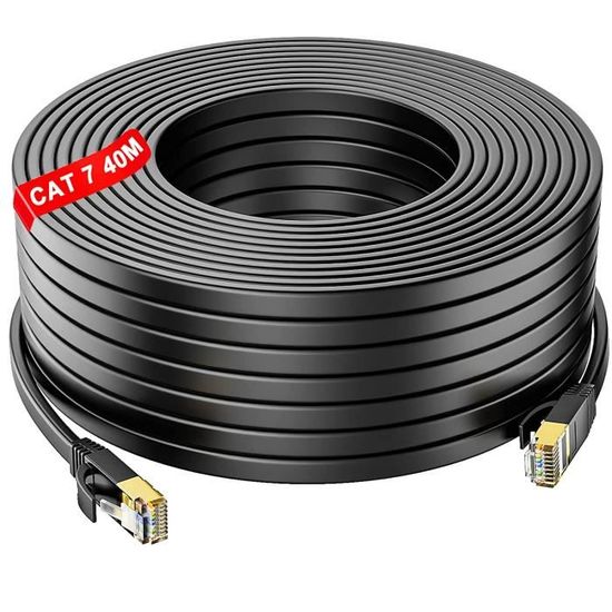 Câble Ethernet 40m, Cat 7 RJ45 Cable Réseau 40m Gigabit Blindage Très ...