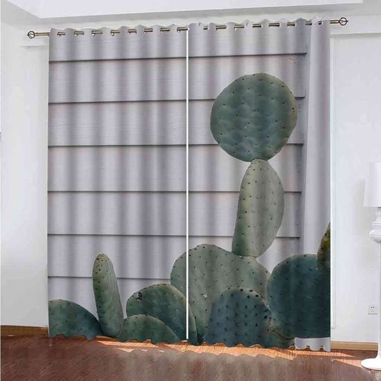 Rideau Occultant À Oeillets 3D Plante Verte De Cactus Motif Isolant ...