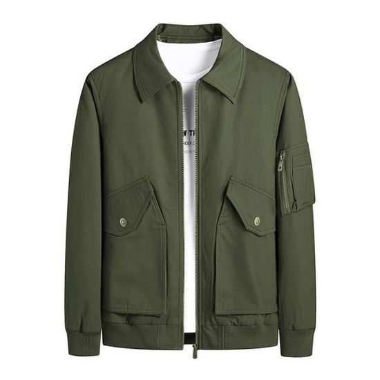 Blouson Cargo Homme Multi-Poches Casual en Coton Coupe standard Col ...