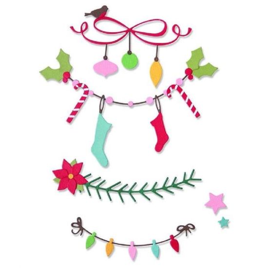 Kit de dies thinlits - SIZZIX - Christmas borders - 14 pièces - Idéal pour scrapbooking ...