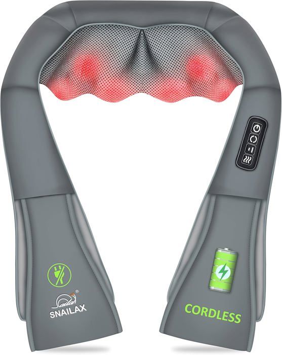 Masseur Shiatsu sans fil pour le cou et le dos avec chaleur,masseur d'épaules,masseur portable ...