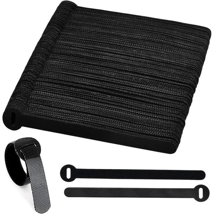 100 Pièces Attache Cable, Serre Cable Bande Attache-câble en Nylon, Sangles Câble Réutilisable ...