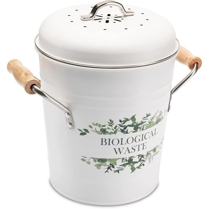 Poubelle à compost avec couvercle, 3 l, avec filtre à charbon actif ...