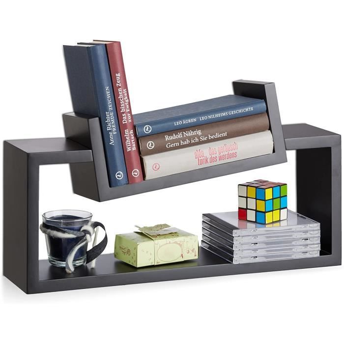 Étagère tablette flottante murale en MDF coloré 50 cm large 2 plateaux ...