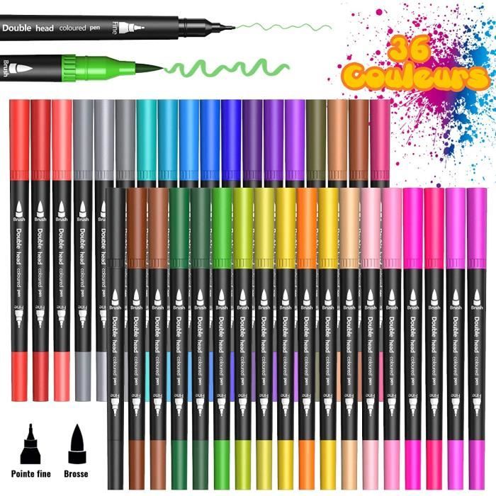Feutre Coloriage, 36 Couleurs Feutre Dessin Feutres Aquarelle avec ...