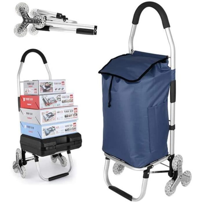 Chariot de Courses Pliable avec roulettes, Poussette de Marché Chariot ...