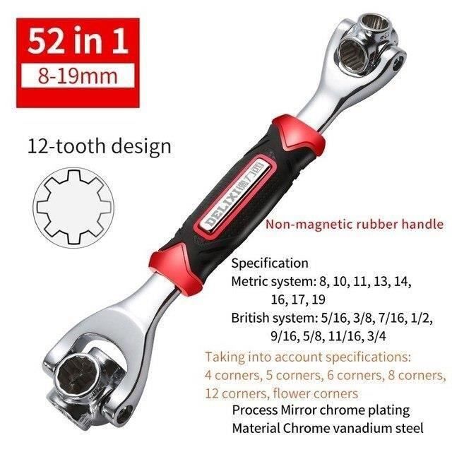 Clé multifonction clé à douille 52 In 1, clé outil rotatif 360 degrés ...