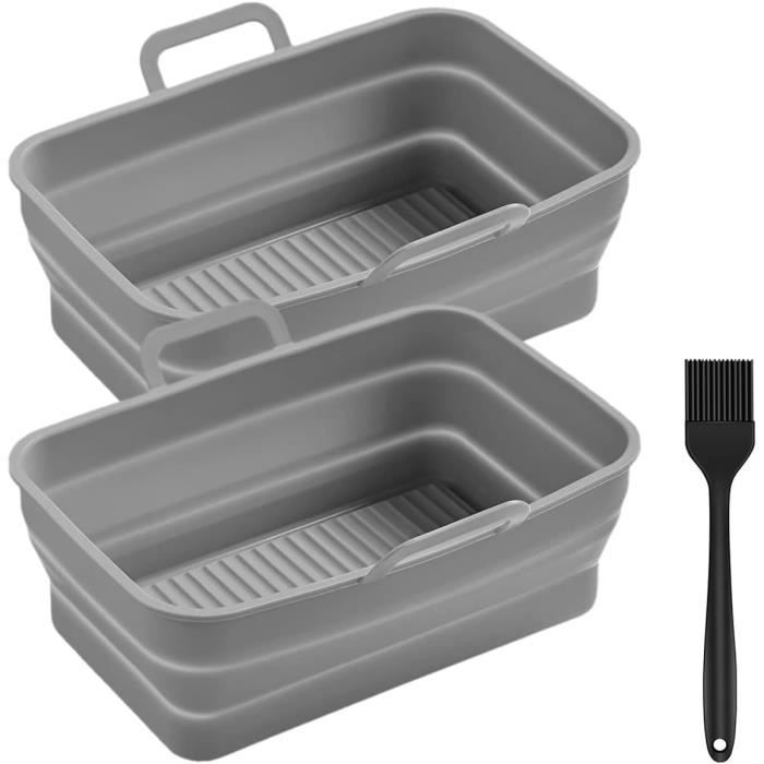 2Pcs Air Fryer Silicone Pot Réutilisable Air Fryer Dougleur Rectangle ...