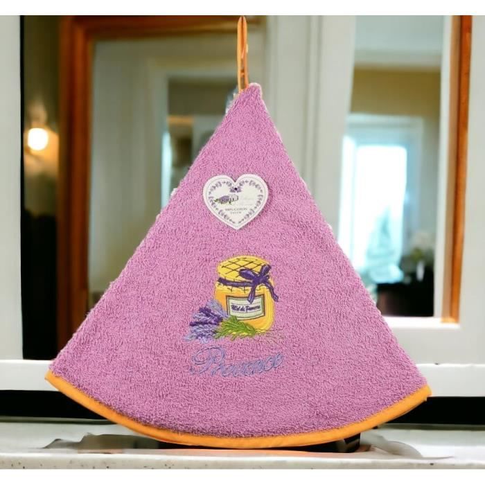 Torchon Essuie Mains Pot De Miel - Rond Avec Attache - Violet Clair ...