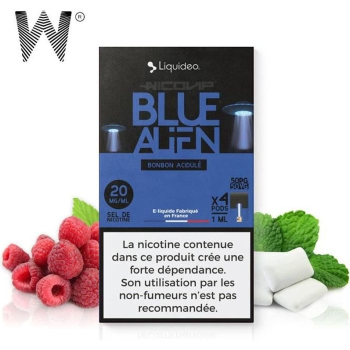 Pack 4 Pods W Blue Alien WPOD Liquideo - 20mg - Cdiscount Au quotidien