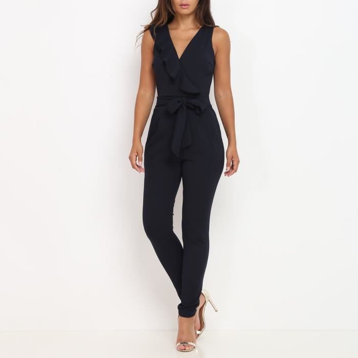 Combinaison bleu marine à volants Bleu - Cdiscount Prêt-à-Porter