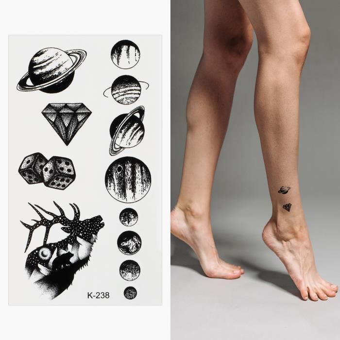 Tatouage Stickers,Planète et cerf Tatouage Temporaire Stickers,Sticker ...