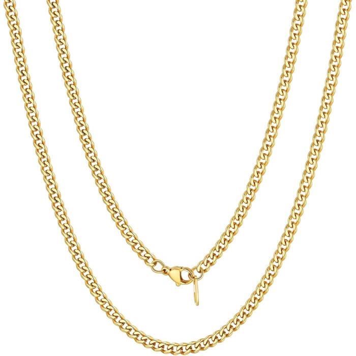 Chaîne Collier Cubaine Homme Femme de 3-6-9-12mm en Acier Inoxydable ...