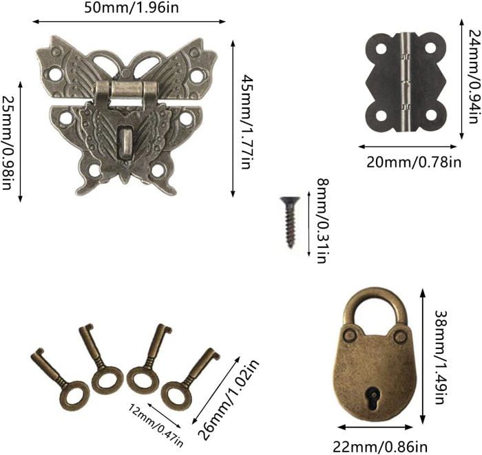 12Pcs Cadenas Ours Papillon Antique Mini Serrure À Moraillon Vintage ...