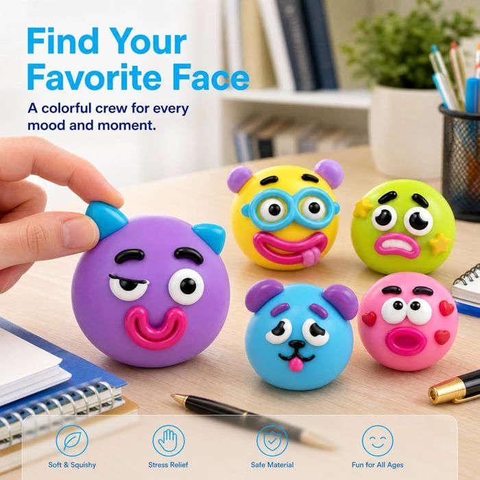1 balle squishy anti-stress chien visage interchangeable, texture douce ...