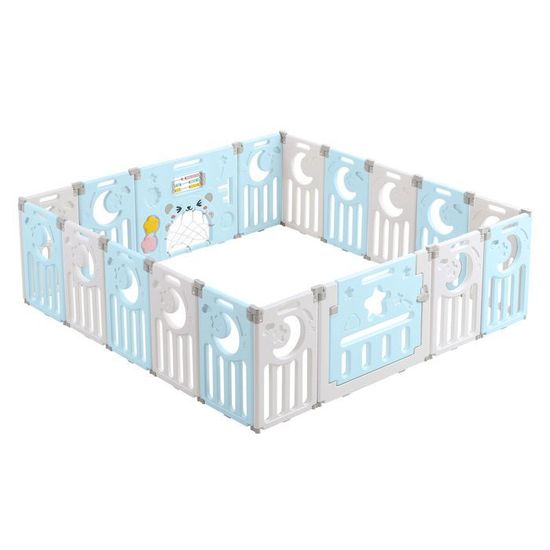 Parc Bébé Pliable 16+2 panneaux, Parc Bebe Modulable Plastique 190× ...