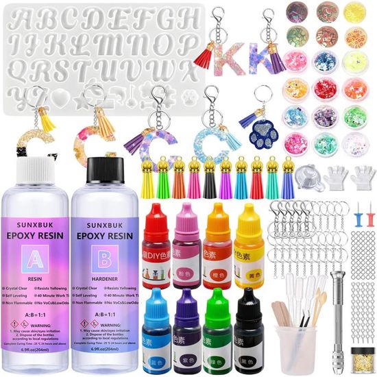 Resine Epoxy Transparente 2 parties 408ml, Kit de Résine pour Débutants ...