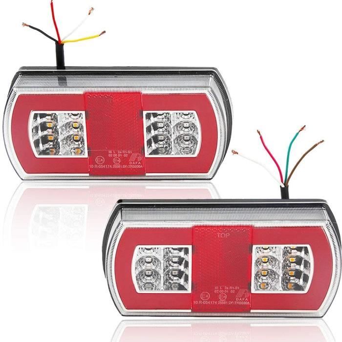Paire de Feux de Remorque Arrière 4 Fonctions LED Halo éclairage pour ...