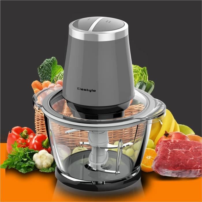 Elestyle Hachoir ÉLectrique 500WHachoir Multifonction 2 Vitesses4 Lames ...