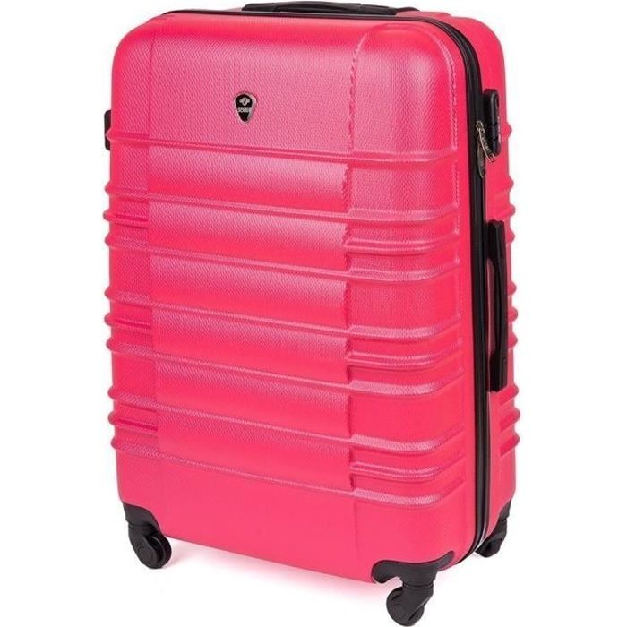 Solier - Valise trolley rigide - Rose - taille M - 55 L - 64 x 43 x 27 cm