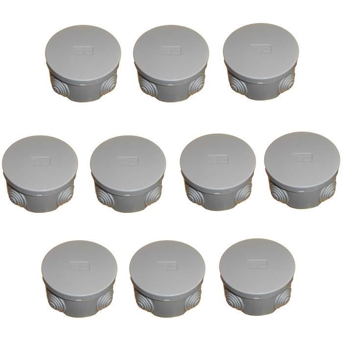 Lot de 10 boîtes de jonction électriques rondes de 80 mm avec œillets d ...