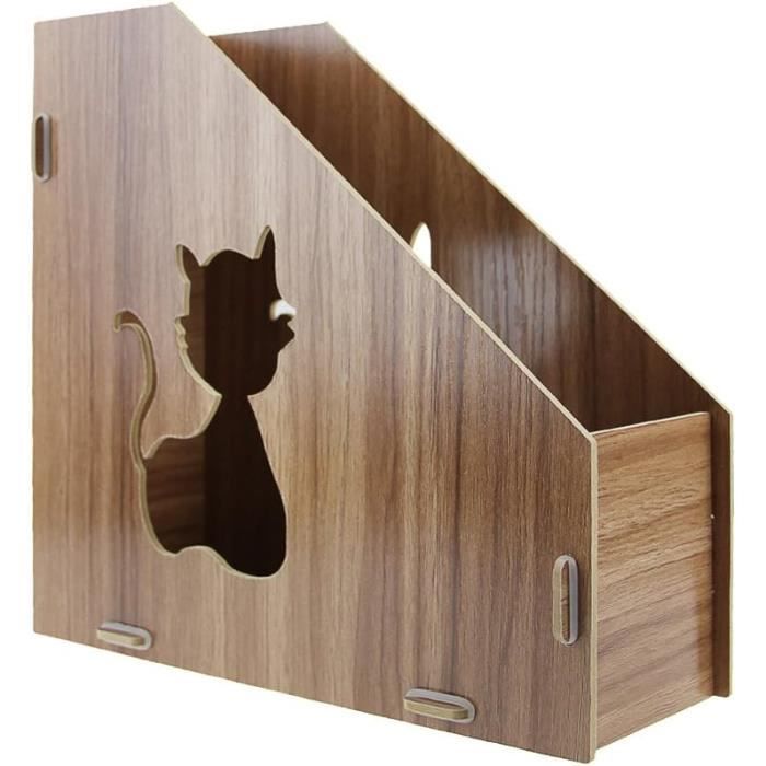 Boîte De Rangement En Bois Organisateur De Dossiers Diy Creux Chat ...