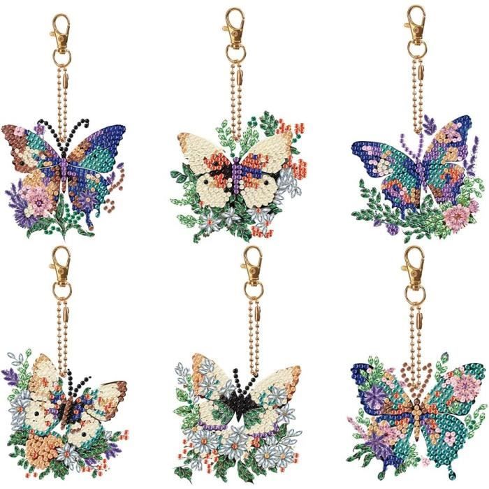 Diamond Painting Porte Clé Papillon Strass Porte-Clés De Peinture ...