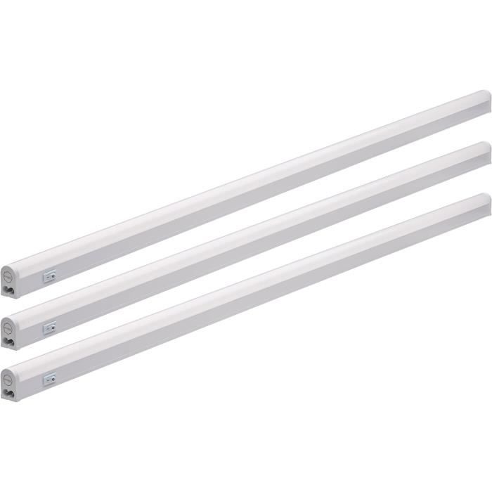 Lot De 3 Réglette Led Raccordable 18W Avec Interrupteur Riga Blanc ...