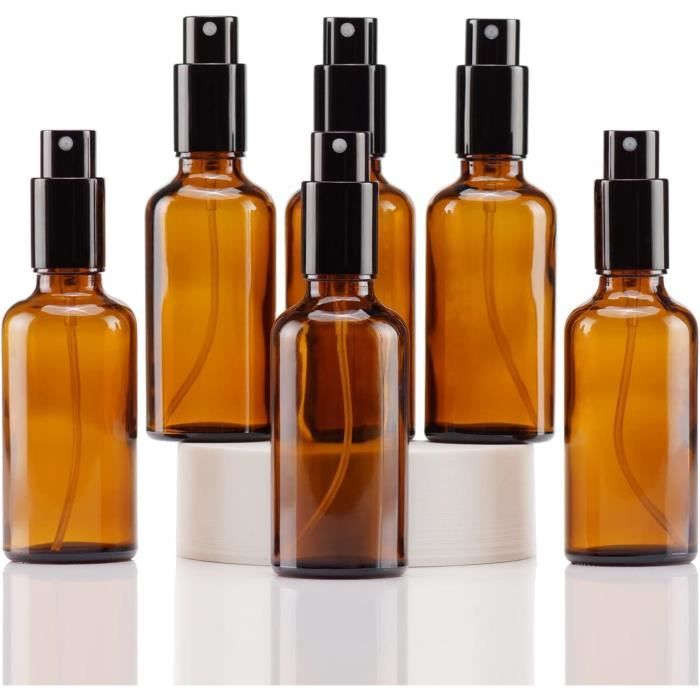 Flacon Spray Vide 50ml, Ambré Bouteille Spray Verre, avec Brouillard de Pulverisateur Fine, pour ...