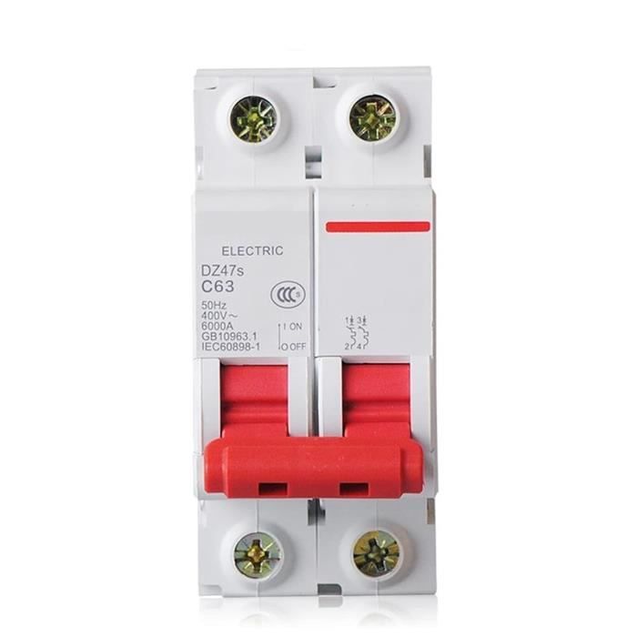 Dz47S 2P Courbe 400V 1A - 63A Interrupteur D'Air Domestique Disjoncteur 1A 2A 3A 4A 6A 10A 16A ...