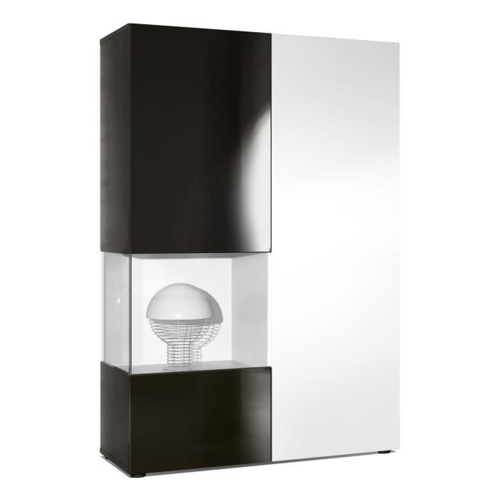Vladon Vitrine Morena, Corps en Noir mat- insert en Blanc mat ...