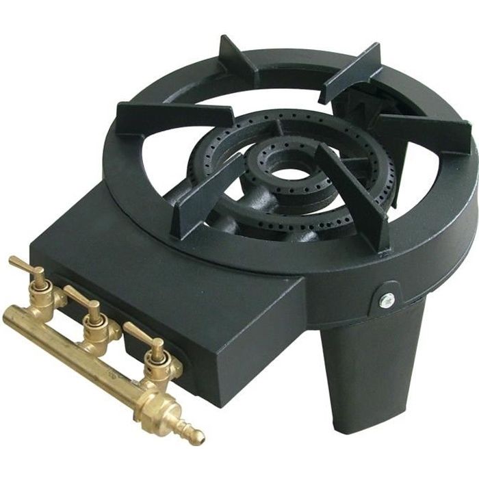 Réchaud à gaz - MARQUE - 3 robinets - 8600 W - Fonte moulée - Finition ...