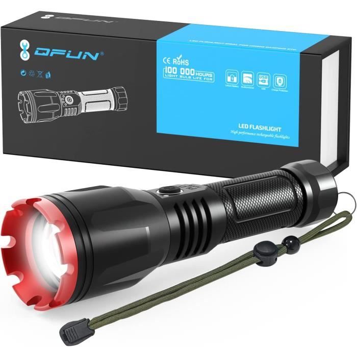 Lampe Torche Puissante, 10000 Lumens Torche led Puissante Rechargeable ...