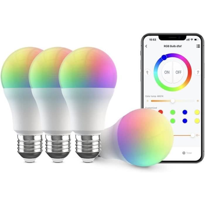 Ampoule Intelligente Bluetooth Lb4E27, Changement De Couleur Avec Synchronisation Musicale, A60 ...
