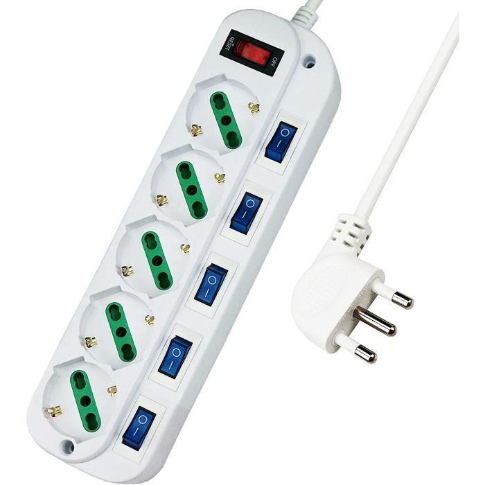 Extrastar Multiprise multiprise électrique 6 places 10-16 A bi-pas ...