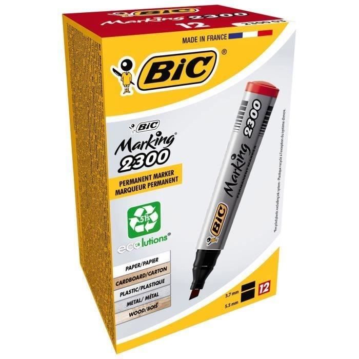 Marqueurs permanents - BIC - Marking 2300 - Rouge - Boîte de 12 ...