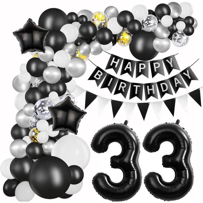 Noir Décoration 33 Ans Anniversaire Ballon Anniversaire 33 Ans Homme 33 ...