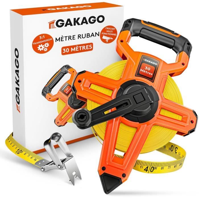 Mètre Ruban 30M - Mètre Enrouleur À 3 Démultiplications Avec Levier Pliable - Poignée ...