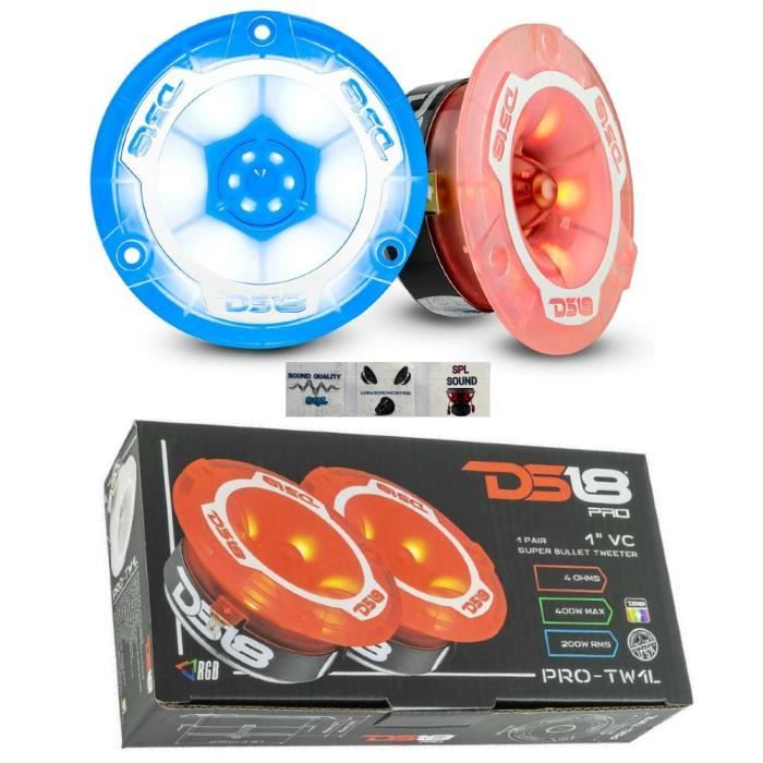 2 super bullet tweeters DS18 PRO-TW1L led rgb 9,6 cm diamètre 96 mm 200 ...