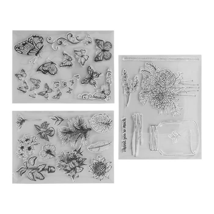 Duokon tampons de scrapbooking 3 pièces tampon transparent Style plante ...