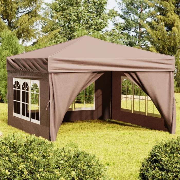 Garnaco Tente de réception pliable avec parois Taupe 3x3 m AB93526 ...