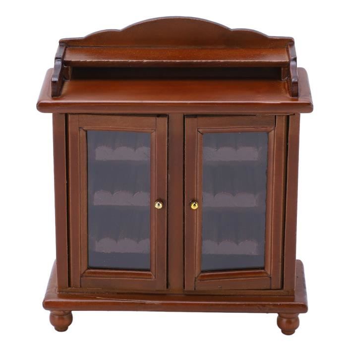Fafeicy armoire miniature Meuble de maison de poupée en bois classique élégant bricolage meuble ...