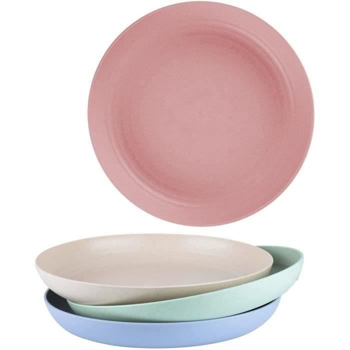 Assiette,Lot de 4 Assiettes Incassable,Grandes Assiettes Réutilisable ...
