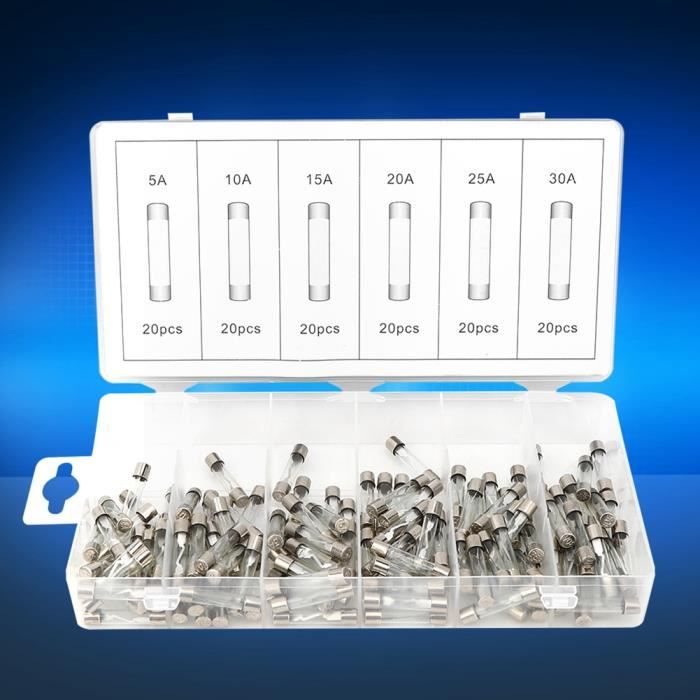 HURRISE Assortiment de fusibles en verre 120pcs Kits Assortis de Fusibles en Verre à Fusion ...