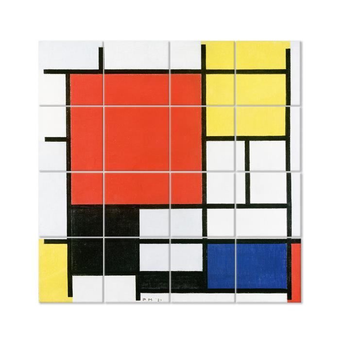 Legendarte - Tableau Multi Panneaux Composition Avec Large Plan Rouge ...