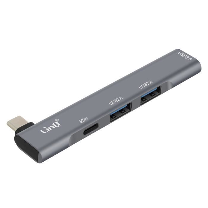 Hub USB C 4 en 1 - LinQ - Argent - Charge 60W - 3 Ports USB 3.0 ...